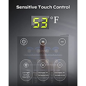 Silonn 16 Bottle Wine Cooler/Cabinet Beverage Refrigerator,Small Mini Wine Cellar for Red,White,Champagne or Sparkling Wine,40f-61f Digital Temperature Control Wine Fridge Glass Door