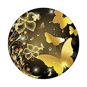 Cute Beautiful-Gold Butterfly and Flowers PopSockets Grip and Stand for Phones and Tablets