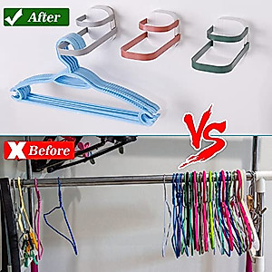 BULFULL Hanger Organizer No Punching Hanger Storage Rack, Foldable Hanger Storage Holder Hanger Organizer Rack Double Layer, Hanger Holder Stand Hanger Organizer Stacker for Closet Laundry Room (Grey)