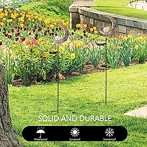 Edeco Outdoor Solar Lights Garden, Moon Crackle Glass Globe Stake Metal Waterproof  LED Lights for Pathway, Lawn, Patio, Yard