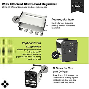 Power Tool Organizer Wall Shelves Rack - Drill Organizer Wall Mount - Workshop Battery Shelf for Pegboard - Toolbox Drill Holder - Power Tool Battery Charging Station and Storage - garage organization