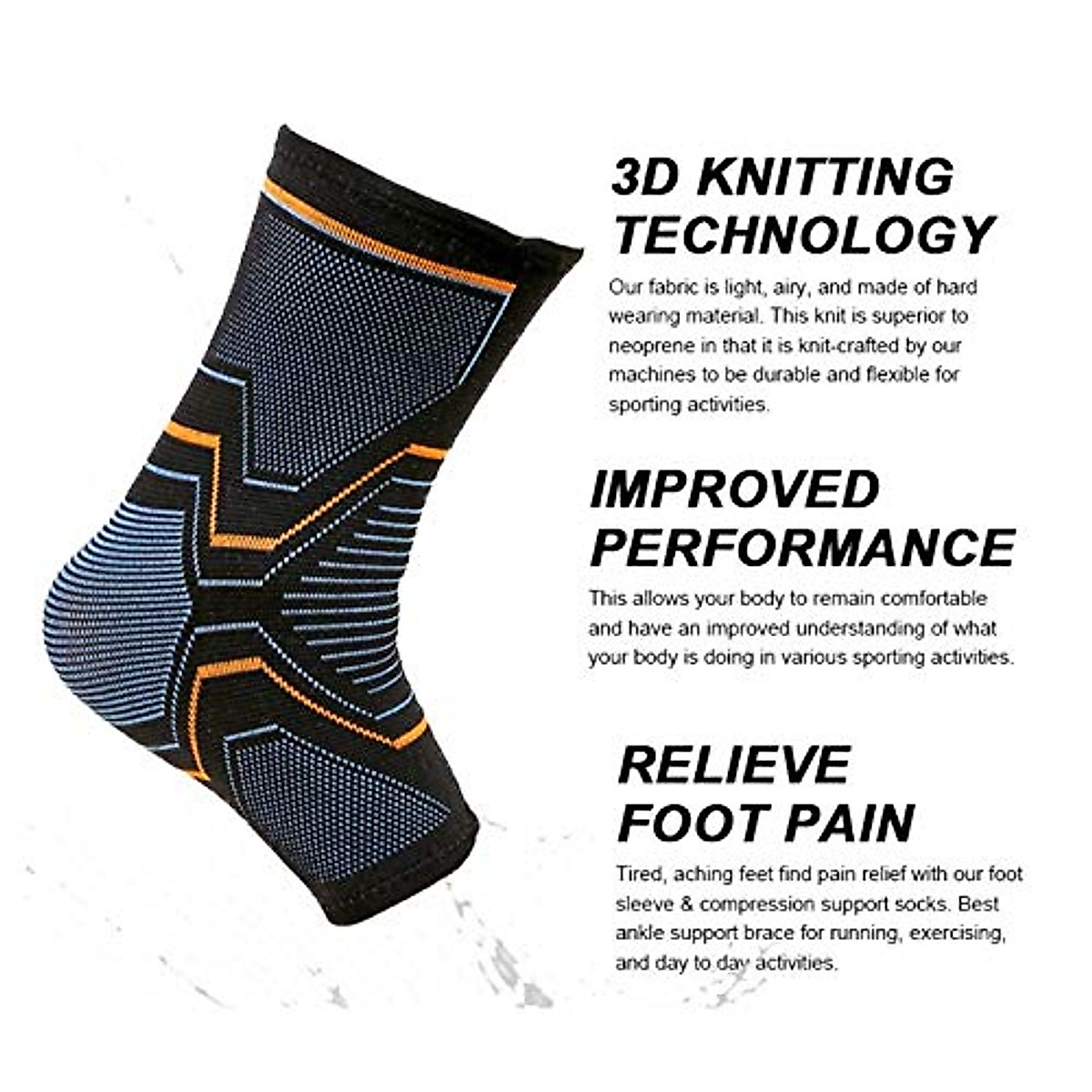 Adjustable Knitted Ankle Brace Support Sleeve, Breathable Arch Support Ankle Compression Socks for Injury Recovery Ankle Pain Relief, Swelling, Sprained Ankle, Men Women (XL)