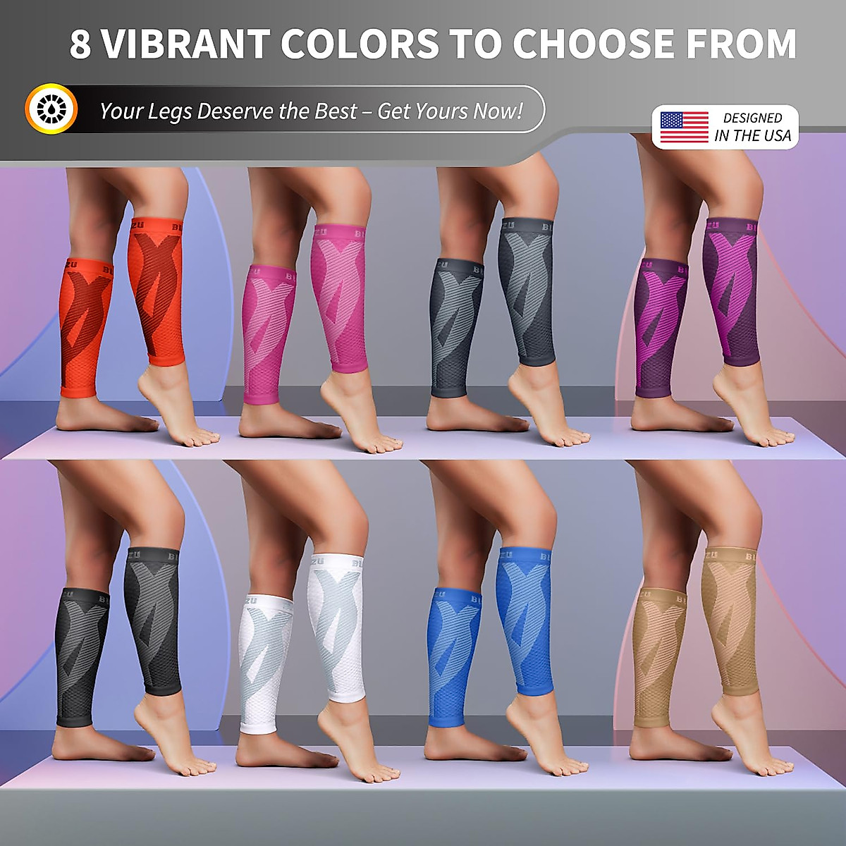 BLITZU Calf Compression Sleeve for Women and Men, Shin Splint Sleeves for Varicose Veins, Nursing, Pregnancy, Running, Footless Compression Socks Support for Calf Muscle Pain Relief Nude XXL