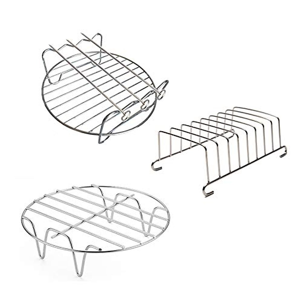 Air Fryer Rack Air Fryer Accessories 6'' Set of 3 Multipurpose Double Layer Rack with Skewer Round Cooking Rack Toast Rack Fits Most 2.5QT or Above Air Fryer