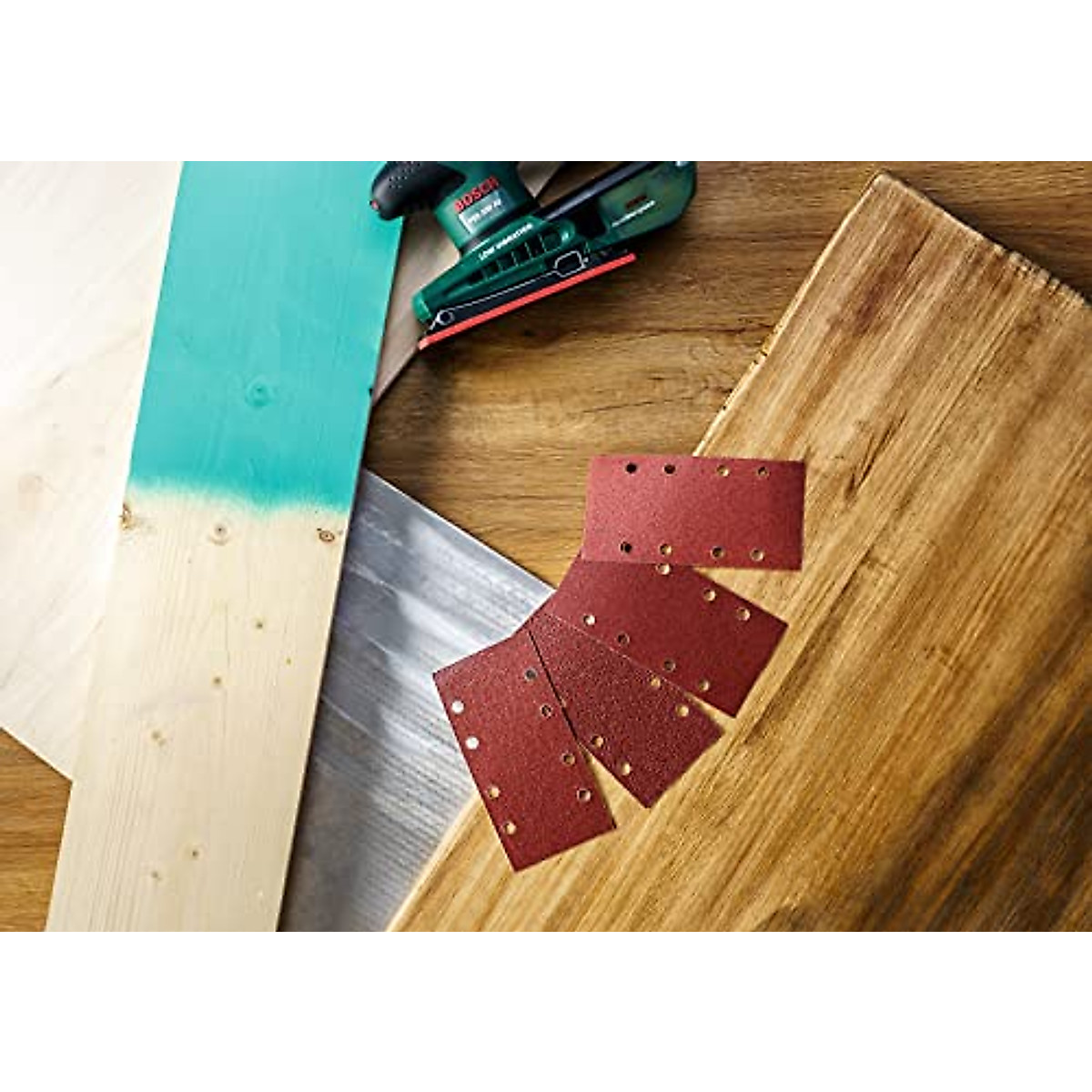 Bosch Home and Garden 2607017108 Sanding Sheet-Set for Orbital Sanders, Red, 93 x 230 mm