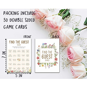 KFNER Wildflower Wedding Shower Games, Find The Guest Bingo Bridal Shower Games Cards, Spring Flowers Bachelorette Party Game Ideas, Engagement Party Supplies & Activity, Set of 30 Cards -A09