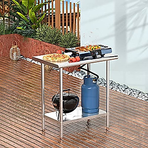 Stainless Steel Table, Aowos Outdoor Kitchen Metal Prep Table, 24 x 36 Inches Work Table with Adjustable Undershelf for Laundry Room, Garage - Heavy Duty, NSF Certified