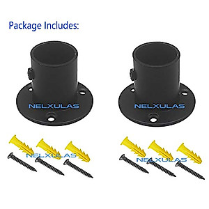 NELXULAS Classic Black Stainless Steel Closet Rod Flange Holder for Pipe (1-1/4")