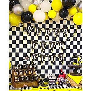 8x6FT Cosplay Party Banner Checkered Flag Photography Backdrop White and Black Racing Checker Texture Grid Birthday Chess Board Photo Background Decor Photo Booth Studio Props