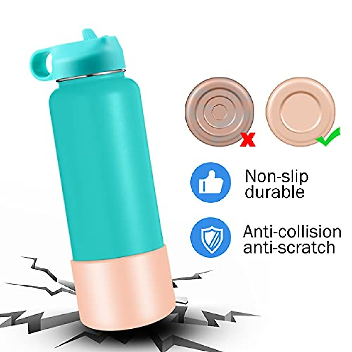WUQID Protective Silicone Boot Sleeve for 12oz-40oz Sport Flask/Stanley Water Bottles Tumbler Anti-Slip Bottom Sleeve Cover for All Water Bottles Bottom Width of 2.83&3.56in
