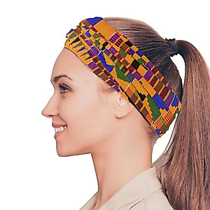 High Elastic Neck Gaiter, Magic Scarf, Bandana, Balaclava,Ghana Kente Cloth Headband for Cycling, Fishing, Motorcycling, Running, Skateboarding, Moisture Wicking Headwear
