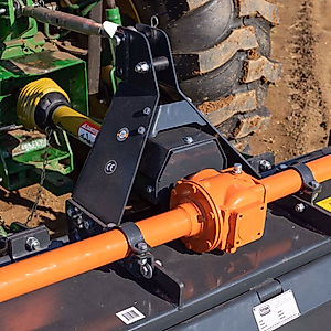 Titan Attachments 3 Point 60" Rotary Tiller Attachment Fits Cat 1 Tractors, Charcoal Finish, Single Speed PTO Driven Cultivator with a 540 RPM Gearbox, Replaceable L-Shaped Tines Work 5" Deep