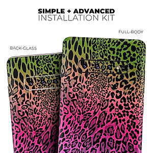 DesignSkinz Tropical Neon Animal Print Protective Vinyl Decal Wrap Skin Cover Compatible with The Samsung Galaxy S20 (Screen Trim & Back Glass Skin)
