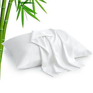 BEDELITE White Pillow Cases Queen Size Set of 2, Rayon Derived from Bamboo，Cooling Pillow Cases for Hot Sleepers & Night Sweats, Breathable and Silky Soft Envelope Pillowcases, 20"x30"