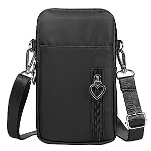 Small Crossbody Wallet Phone Bag Women Mini Shoulder Purse for iPhone 14 Pro Max 14 Plus iPhone 13 MIni 13 Pro Max 12 Pro Max XR 11 Pro Max X XS Max BLU Bold N2 G90 G91 TCL 30 Z 6.1 (Black)