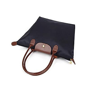 New beach handbag fashion lady handbag Tote Oxford shoulder bag female waterproof dumpling folding shopping bag (Black, 44CM (length)30CM (height)18(width))