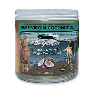 Dr. Goodpet Organic Pure Virgin Coconut Oil - Healthy Essential Fats for Dogs & Cats - Delicious Flavor Pets Love!