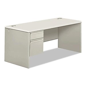 HON 38000 Series Right Pedestal Desk, 66" X 30" X 30", Light Gray/Silver