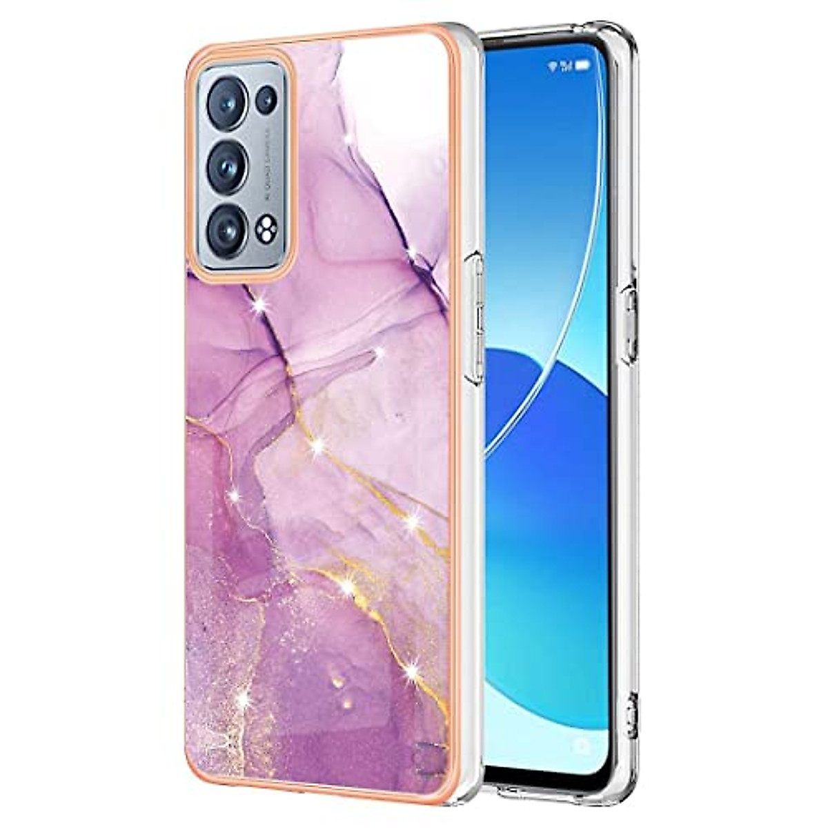 SATURCASE Case for Oppo Reno 6 Pro 5G, Beautiful Marble Ultra Thin Soft TPU Silicone Border PC Panel Protective Back Cover for Oppo Reno 6 Pro 5G (YJ-6)