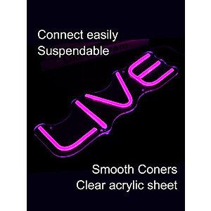 LIVE Neon Sign, LED Live On Air Neon Lights for Tiktok, Youtube, Twitch, Streamers/Gamers, Cool Live Streaming Recording Sign - Round Led Sign for Studio Bedroom Wall Game Room Party Decor (Pink)