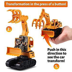 Chuchik Set of 3 Friction Power Transforming Construction Toys Vehicles Truck for Toddlers Age 3-6