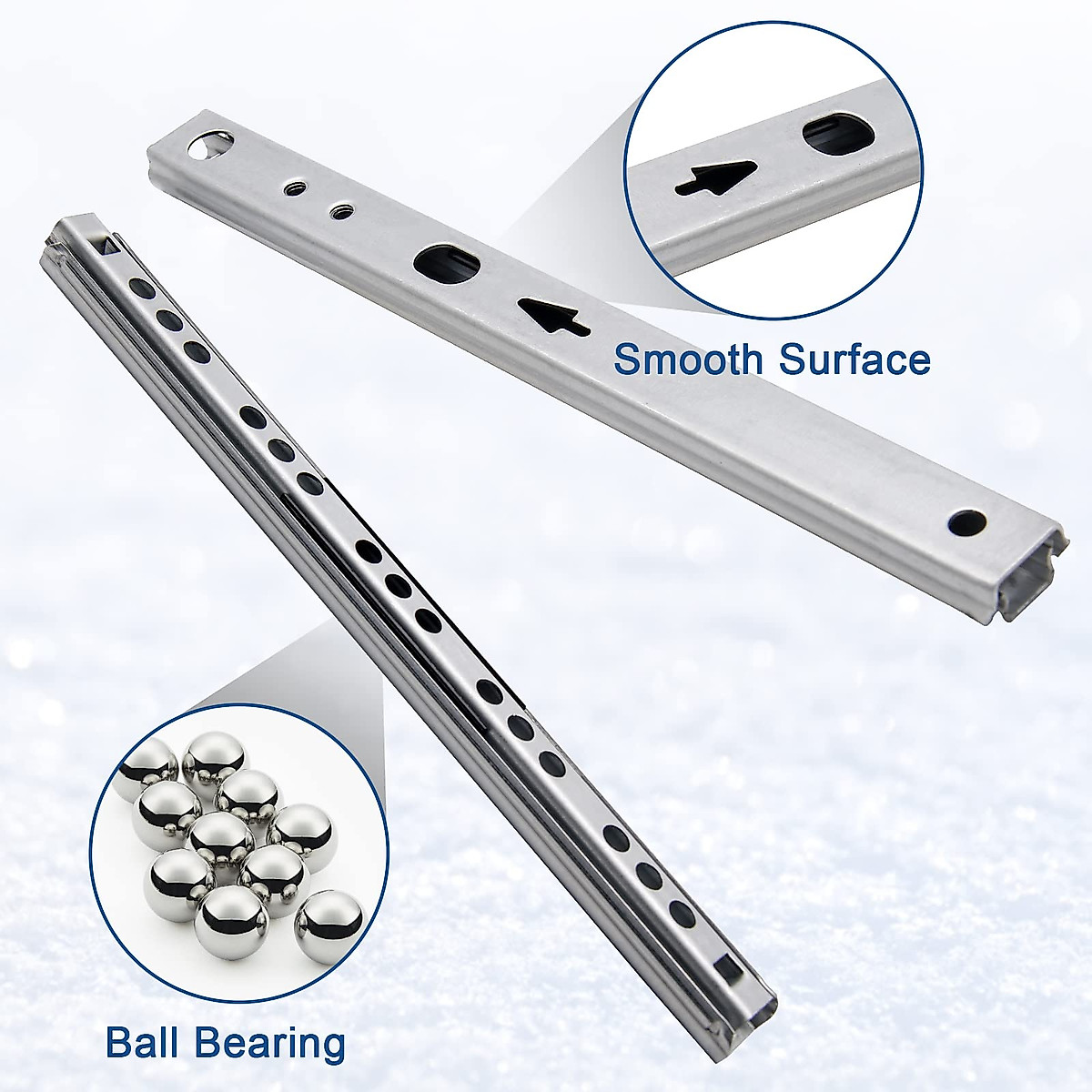 Suiwotin 13.5 Inch Drawer Slides, Metal Drawer Slide, Small Drawer Rails, Ball Bearing Dual Direction Slide Track Rail, Pack of 2 (0.7 inch Wide)