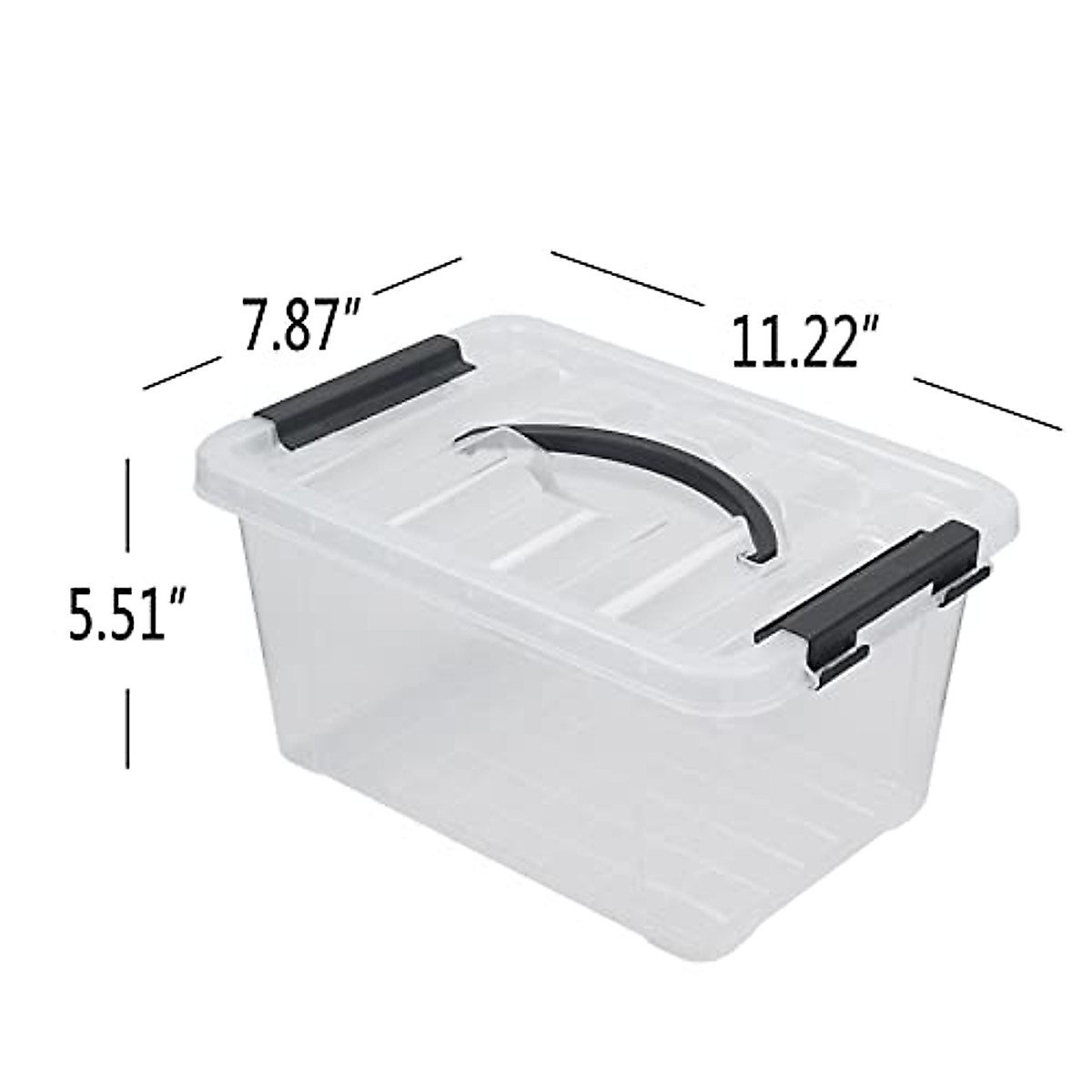Ortodayes 6-Pack Small Clear Storage Boxes, Plastic Bin with Lid, 5.5 Liter