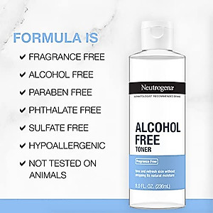Neutrogena Alcohol-Free Gentle Daily Facial Toner, Fragrance-Free Face Toner to Tone & Refresh Skin, Toner Gently Removes Impurities & Reconditions Skin, Hypoallergenic, 8 fl. oz
