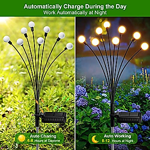 LETMY Solar Garden Lights - New Upgraded Solar Swaying Light, 8LED Starburst Solar Outdoor Lights, Solar Firefly Lights Outdoor Waterproof Solar Garden Decorative Lights for Yard Patio Pathway, 4 Pack