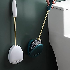 SAAKO Silicone Toilet Bowl Brush Lightweight Wall Mount Toilet Brush and Holder Set Toilet Cleaner Brush Bathroom Deep Clean