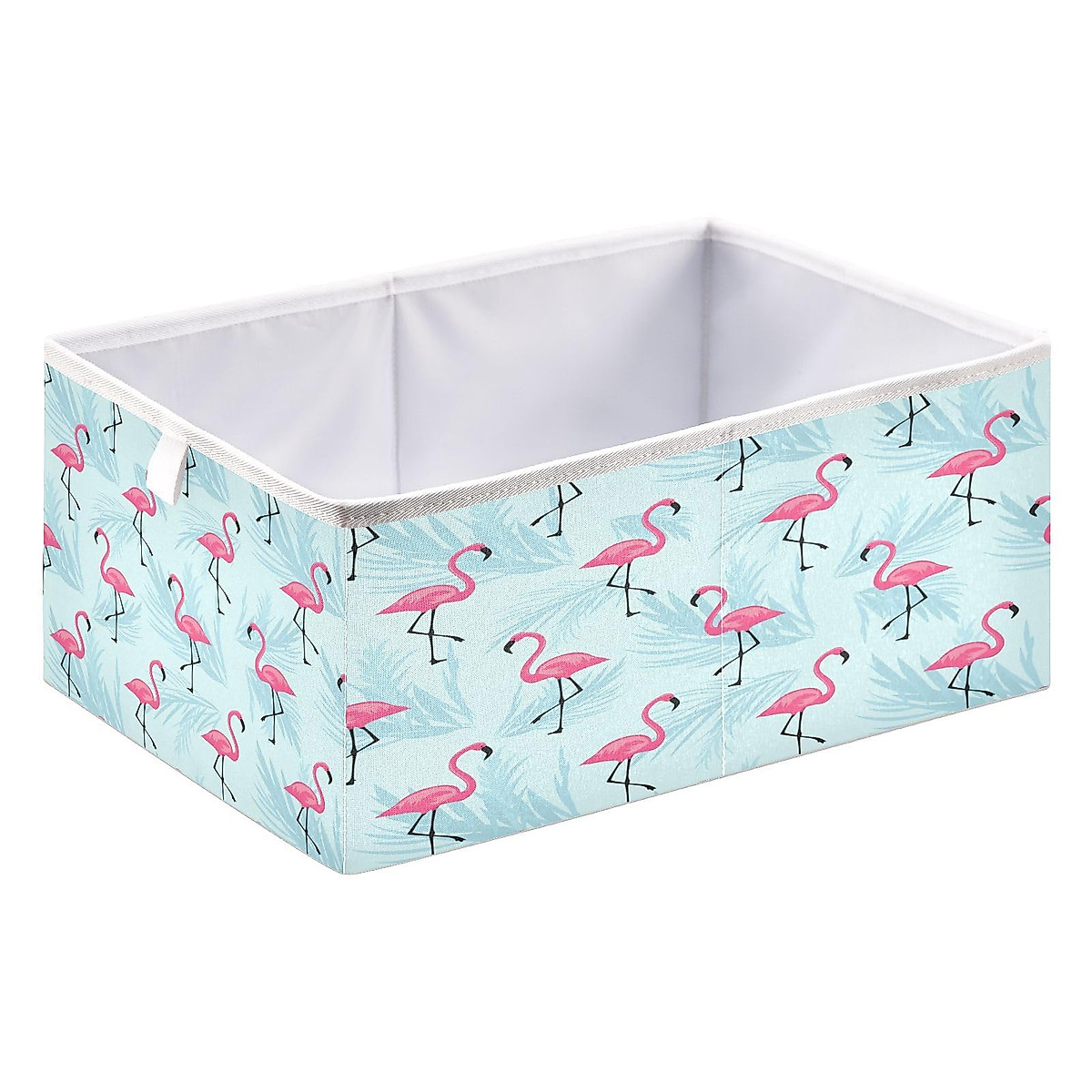 FUGIDOG 11x11x11 inch Fabric Storage Bins Tropical Pink Flamingo Foldable Storage Cubes Baskets with Handles Clothes Toys Storage Box for Nursery Closet Shelves Organizer