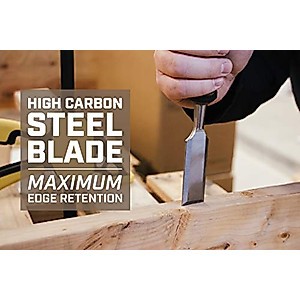 Spec Ops Tools Wood Chisel, 1" Blade, High-Carbon Steel Blade, Shock-Absorbing Grip