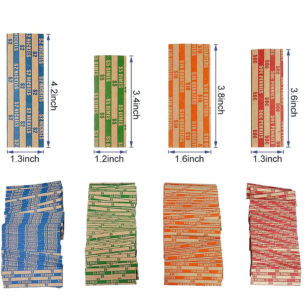 L LIKED 300 Assorted Bundle Flat Striped Coin Wrappers (300 Assorted)