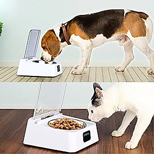 Automatic Pet Feeder, 350ml Induction Lid Opening Smart Dog Cat Bowl Prevent Food Pollution Pet Food Dispenser, 0.5 to 1M Sensing Distance Automatic Watering Bowl for Small Medium Pet