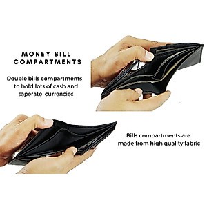 Bullz Genuine Nappa Cow Leather Thick Dual Credit Card ID Flap Quad Fold Large Bifold Mens Wallet Passcase RFID