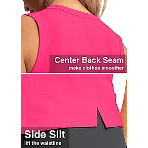 Hiverlay Workout Tank Tops for Women Sleeveless Athletic Cropped Tank Top Sports Gym Muscle Running Shirts Barberry M