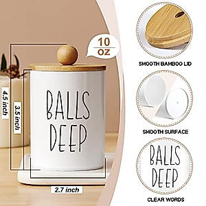 2 Pack Apothecary Jars with Bamboo Lids for Bathroom Organization - Qtip Holder and Cotton Ball Dispenser- Rustic Farmhouse Home Decor Clearance Gift - Cute Bathroom Organizer Canisters, Accessories
