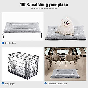 SIWA MARY Dog Bed Mat Soft Crate Pad Washable Anti-Slip Mattress for Large Medium Small Dogs and Cats Kennel Pad (23'' x 18'', Grey)