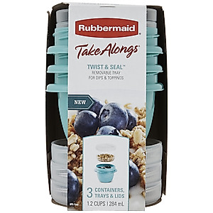 Rubbermaid TakeAlongs Snacking Food Storage Containers, 1.2 Cup, Colors may vary