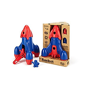 Green Toys Rocket, Red/Blue - 4 Piece Pretend Play, Motor Skills, Kids Toy Vehicle Playset. No BPA, phthalates, PVC. Dishwasher Safe, Recycled Plastic, Made in USA.