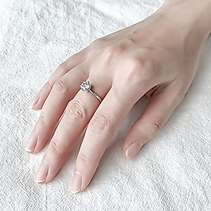 Letalong 1CT Adjustable Moissanite Rings for Women, S925 Sterling Silver 6 Prong Moissanite Engagement Ring