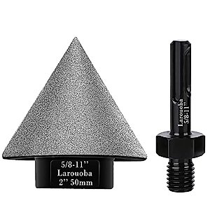 Larouoba 50mm 2" Dry Diamond Beveling Chamfer Bit, Countersink Drill Bit for Enlarging Trimming in Porcelain, Ceramic Tiles Hole 5/8"-11 Thread for Angle Grinders & SDS Adapter for Drills (Black).