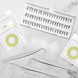 3 Rolls Eyelash Extension Tape with Tweezers, SourceTon Micropore Fabric Tape Roll 0.5 Inch 10 Yards (Green) with 3 PCS Straight Pointed and Curved Tweezers (Silver)