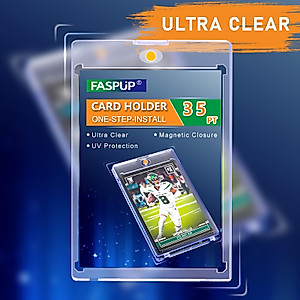 50 Pack Magnetic Card Holders for Trading Cards, One Touch Magnetic Card Holder 35pt, Baseball Card Holder Hard Plastic Card Cases for Baseball Card Sports Cards