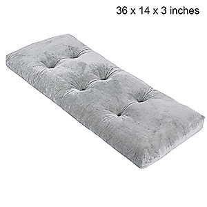 JAMPAYANG Bench Cushion, Non-Slip Tufted Bench Cushions for Swing, Shoe Storage, Window Seat (36"x14", Grey)