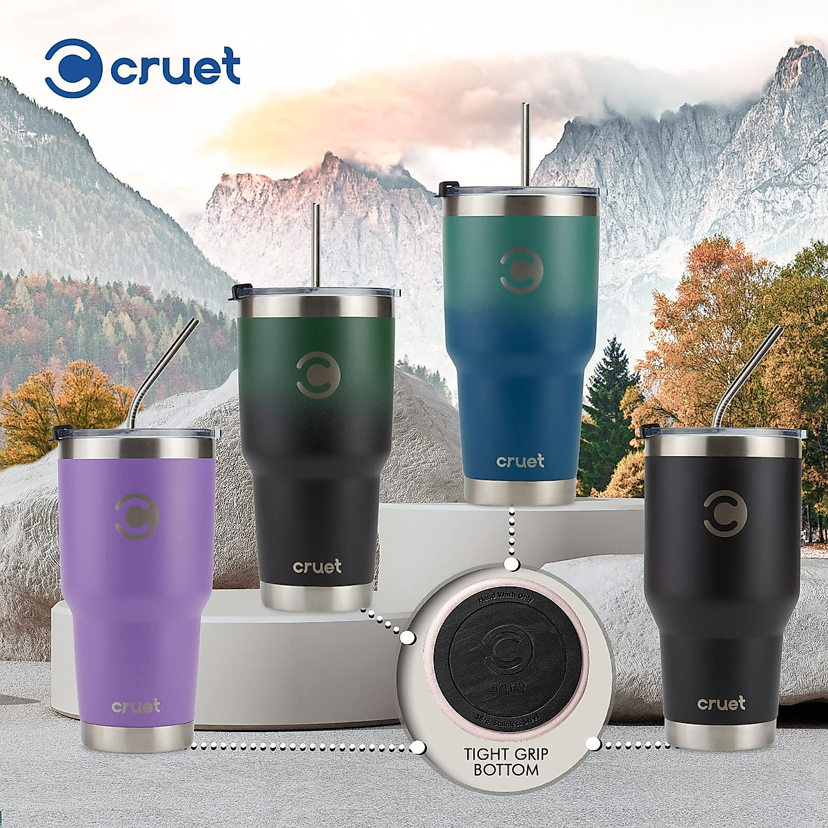 Stainless Steel Vacuum Insulated Tumbler With Lid & 2 Straws – Powder Coated Double Wall Travel Mug With Flip Lid For Hot & Cold Drinks For Home And Outdoor Reusable Modern Water Flask. 20oz