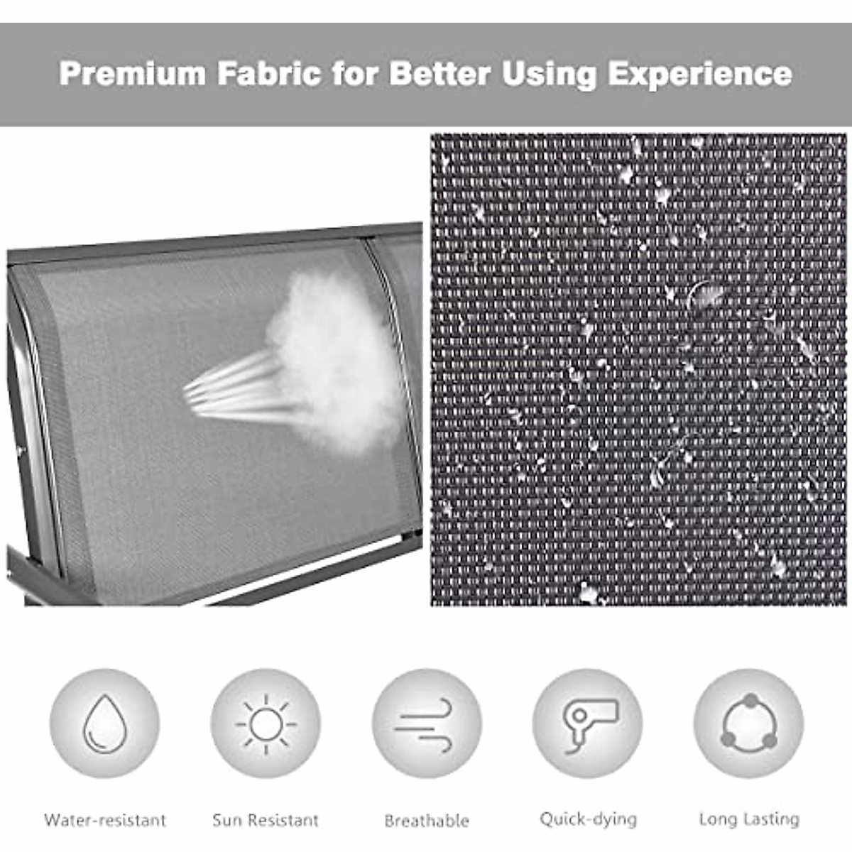 LUARANE Swing Glider Chair, Heavy-Duty Steel Frame 2-Person Outdoor Swing Bench, Sliding Rocker Double Seat Suitable for Backyard, Garden, Poolside, Lawn (Grey)