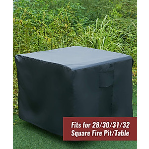 NUPICK 30 Inch Square Fire Pit Cover for Propane Fire Pit/Table, 100% Waterproof Cover Fits 28/30/32 Inch Fire Pit, All Weather Resistant
