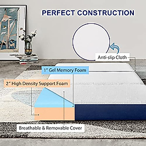 JINGWEI Folding Mattress, Tri-fold Memory Foam Mattress Topper with Washable Cover, 3-Inch, Twin XL Size, Play Mat, Foldable Bed, Guest beds, Camp Portable Bed, 38"*78"*3"