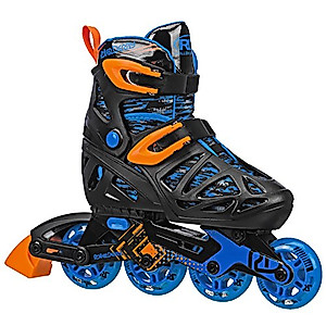 Roller Derby Tracer Boy's Adjustable Inline Medium (2-5), Black/Blue/Orange Tracer